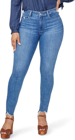 PAIGE Flaunt Bombshell Curvy High Waist Chew Hem Skinny Jeans | Nordstrom