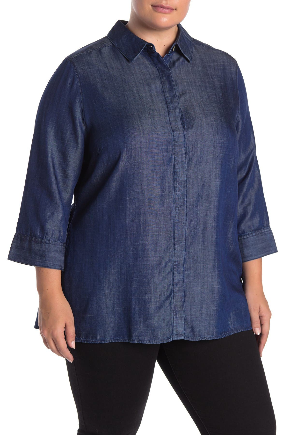 Foxcroft 3/4 Sleeve Front Button Tunic | Nordstromrack