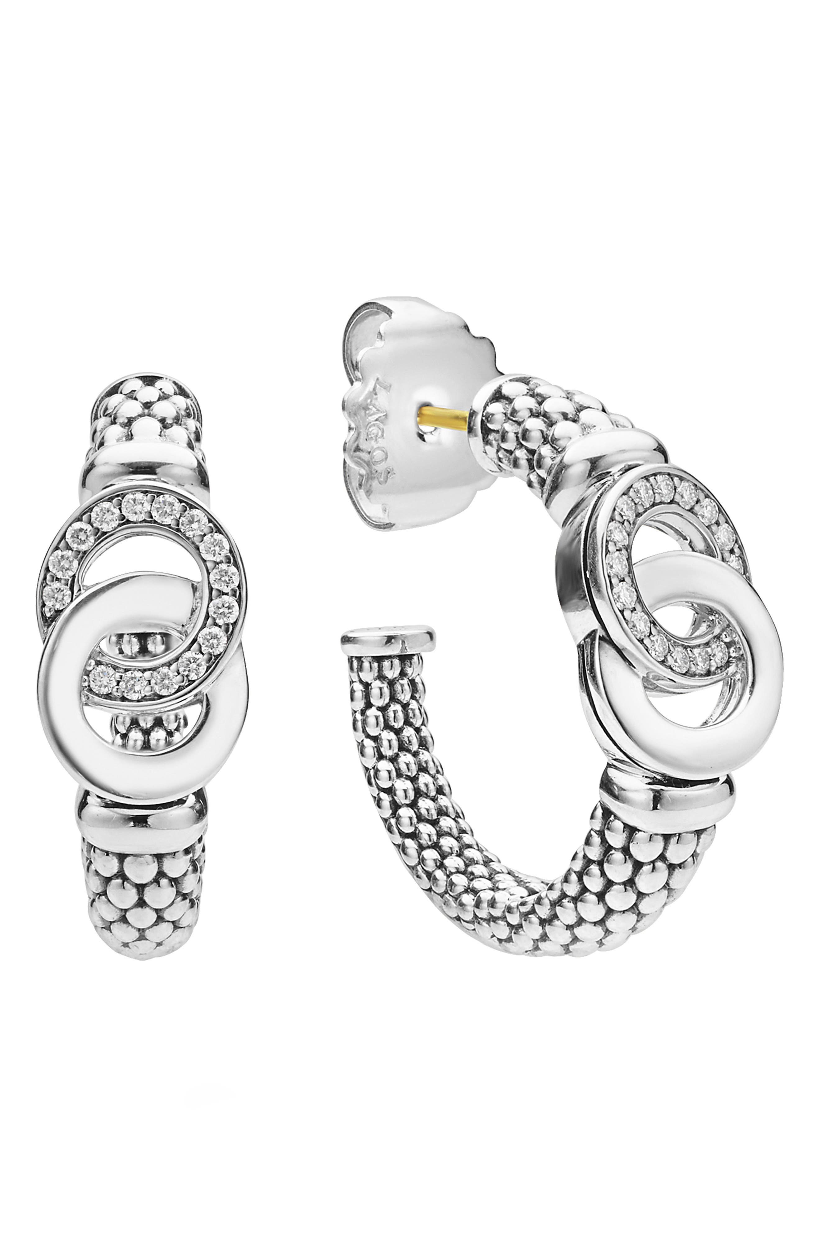 LAGOS Signature Caviar Interlocking Diamond Hoop Earrings | Nordstrom