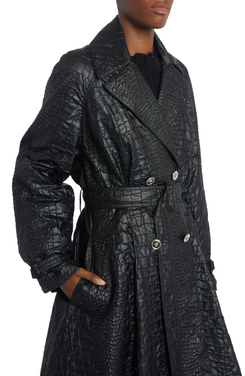 Versace Croc Textured Lacquered A-Line Trench Coat | Nordstromrack