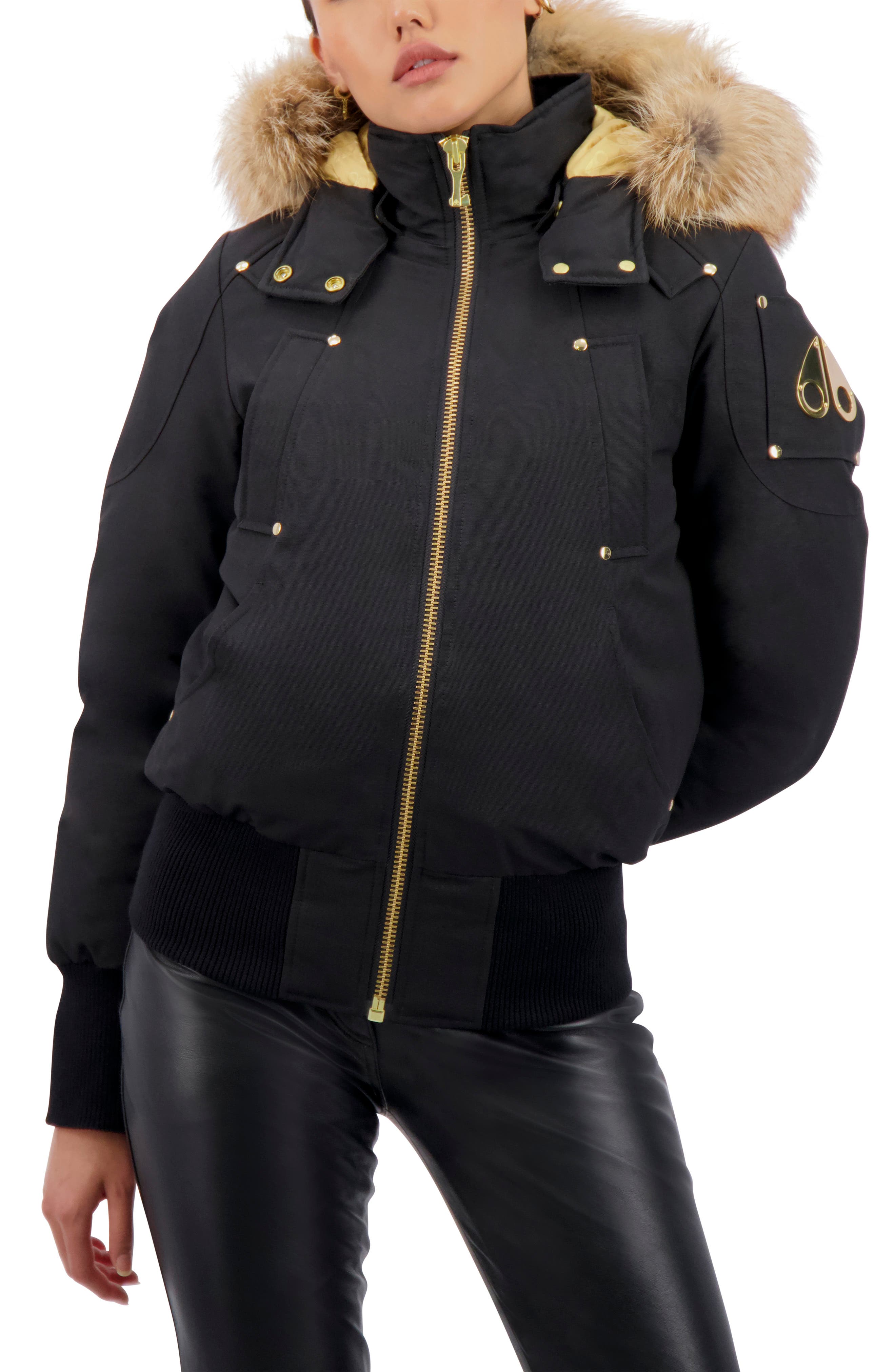 Moose Knuckles Sainte Flavie Down Bomber with Genuine Fox Fur Trim ...