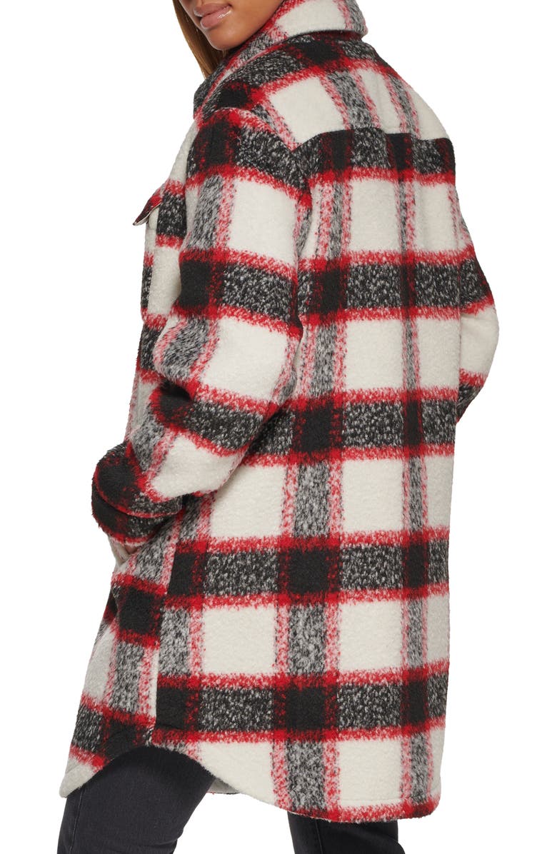Levi's® Plaid Faux Shearling Lined Long Shirt Jacket | Nordstromrack