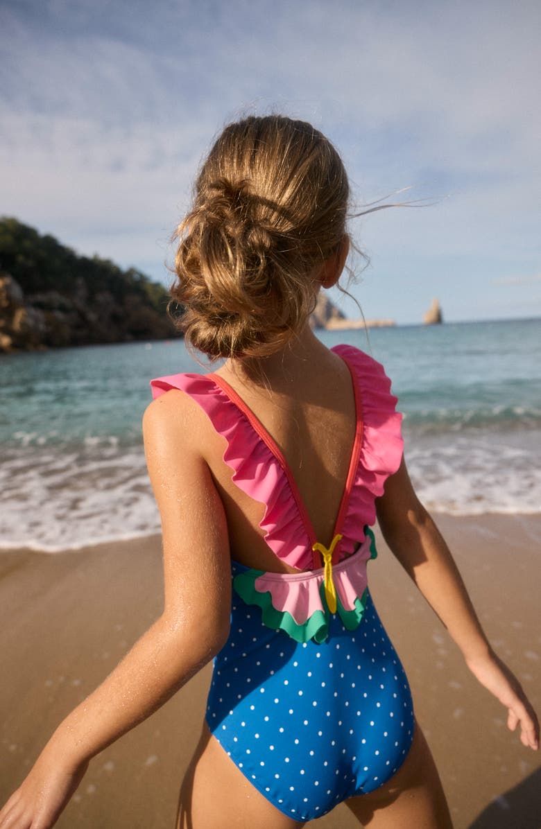 Mini Boden Kids' Hallie Frill Strap One-Piece Swimsuit | Nordstromrack