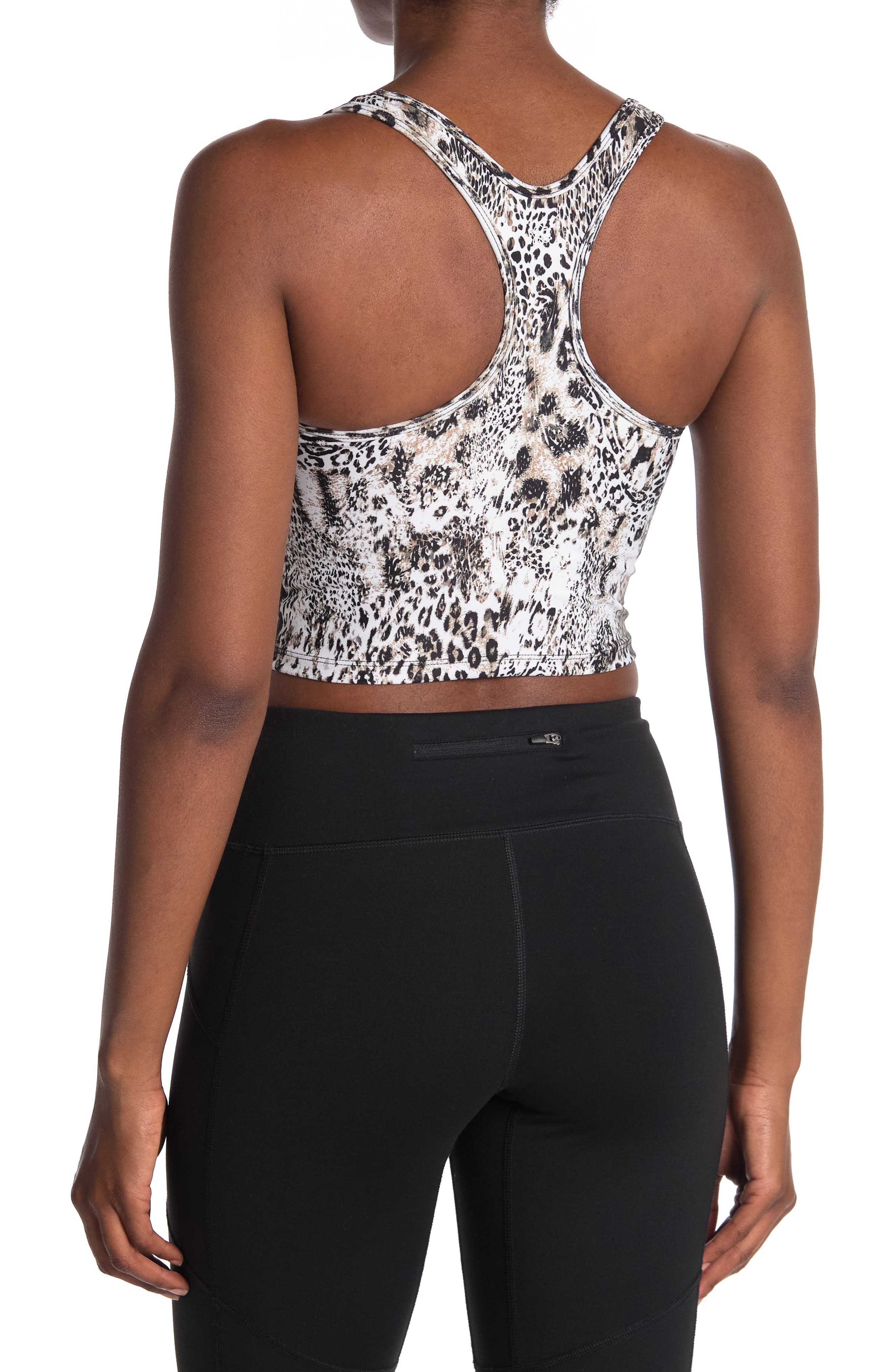 Kensie V-Neck Snow Leopard Print Long Line Sports Bra | Nordstromrack