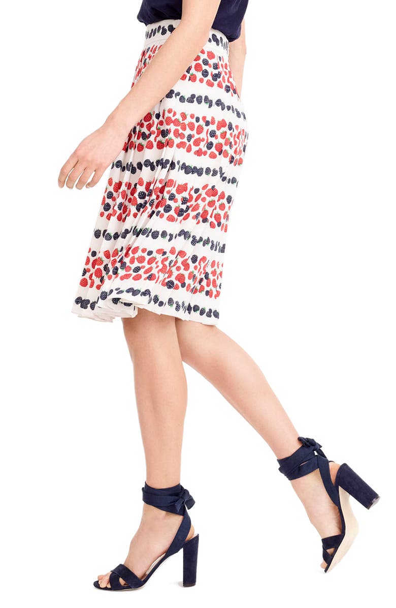 J.CREW FACTORY J.Crew Berry Print Pleat Skirt | Nordstrom