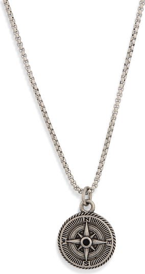 NORDSTROM RACK Men's Stainless Steel Compass Pendant Necklace ...