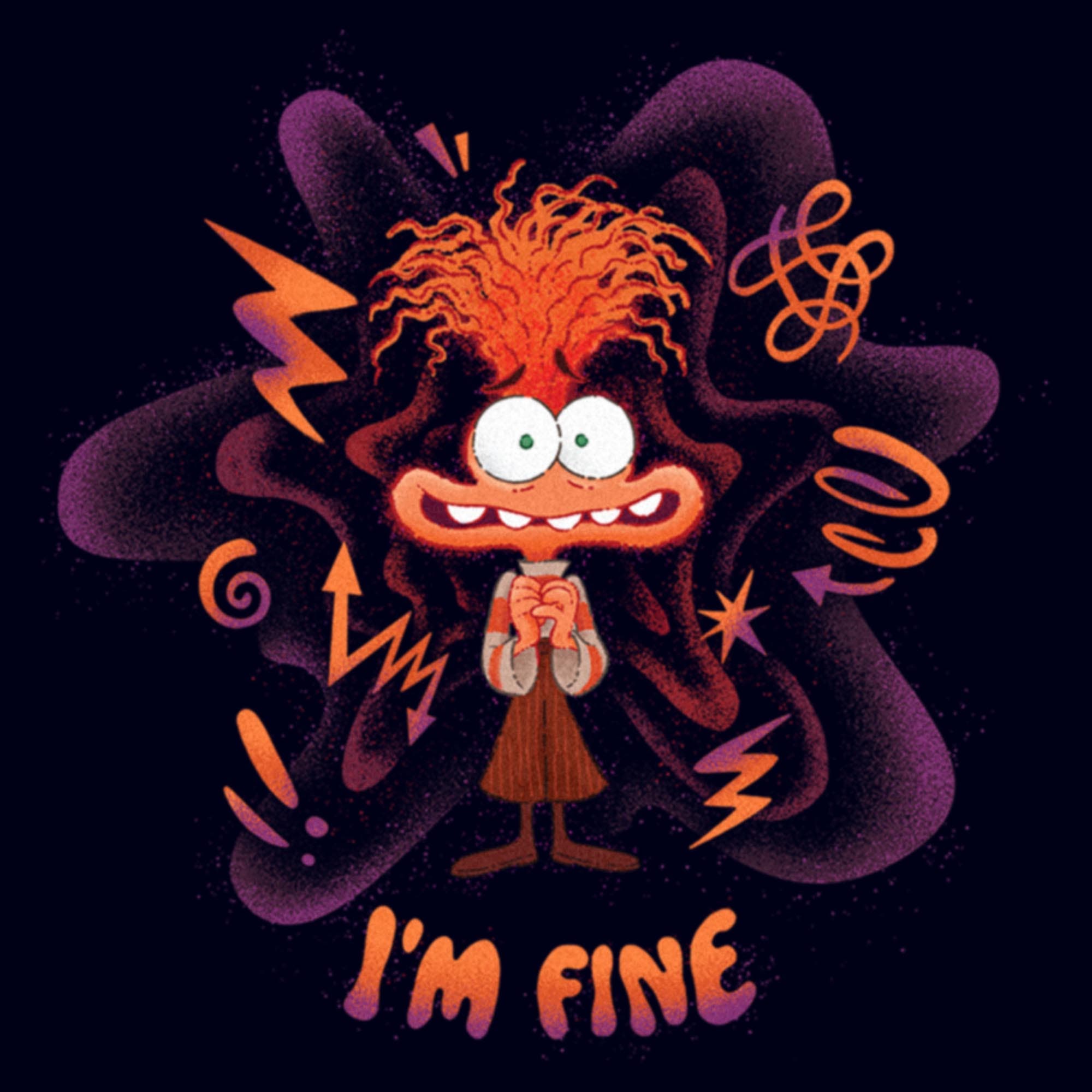 Inside Out 2 Women's Inside Out 2 Anxiety I'm Fine Graphic T-Shirt ...