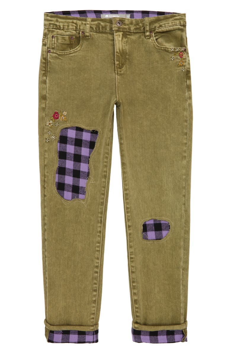 Tractr Kids' Weekend Flannel Trim Stretch Denim Jeans | Nordstromrack