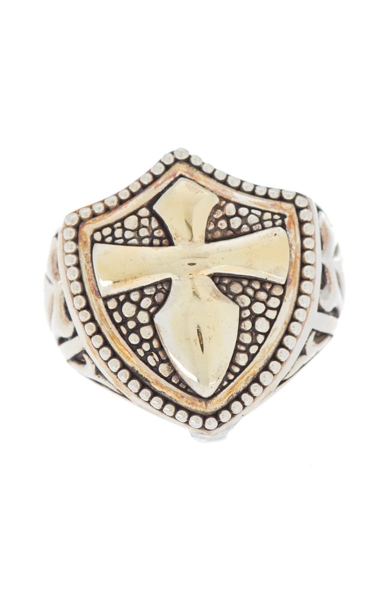 EFFY Sterling Silver & 18K Yellow Gold Cross Shield Ring - Size 10 ...