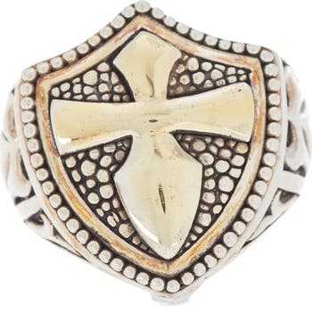 EFFY Sterling Silver & 18K Yellow Gold Cross Shield Ring - Size 10 ...