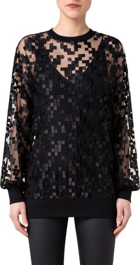 Akris Embroidered Tulle Blouse | Nordstrom