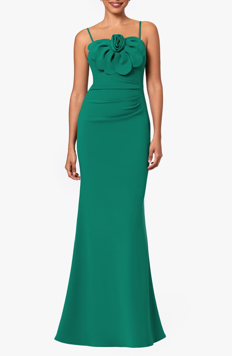Betsy & Adam Flower Detail Scuba Crepe Gown | Nordstrom