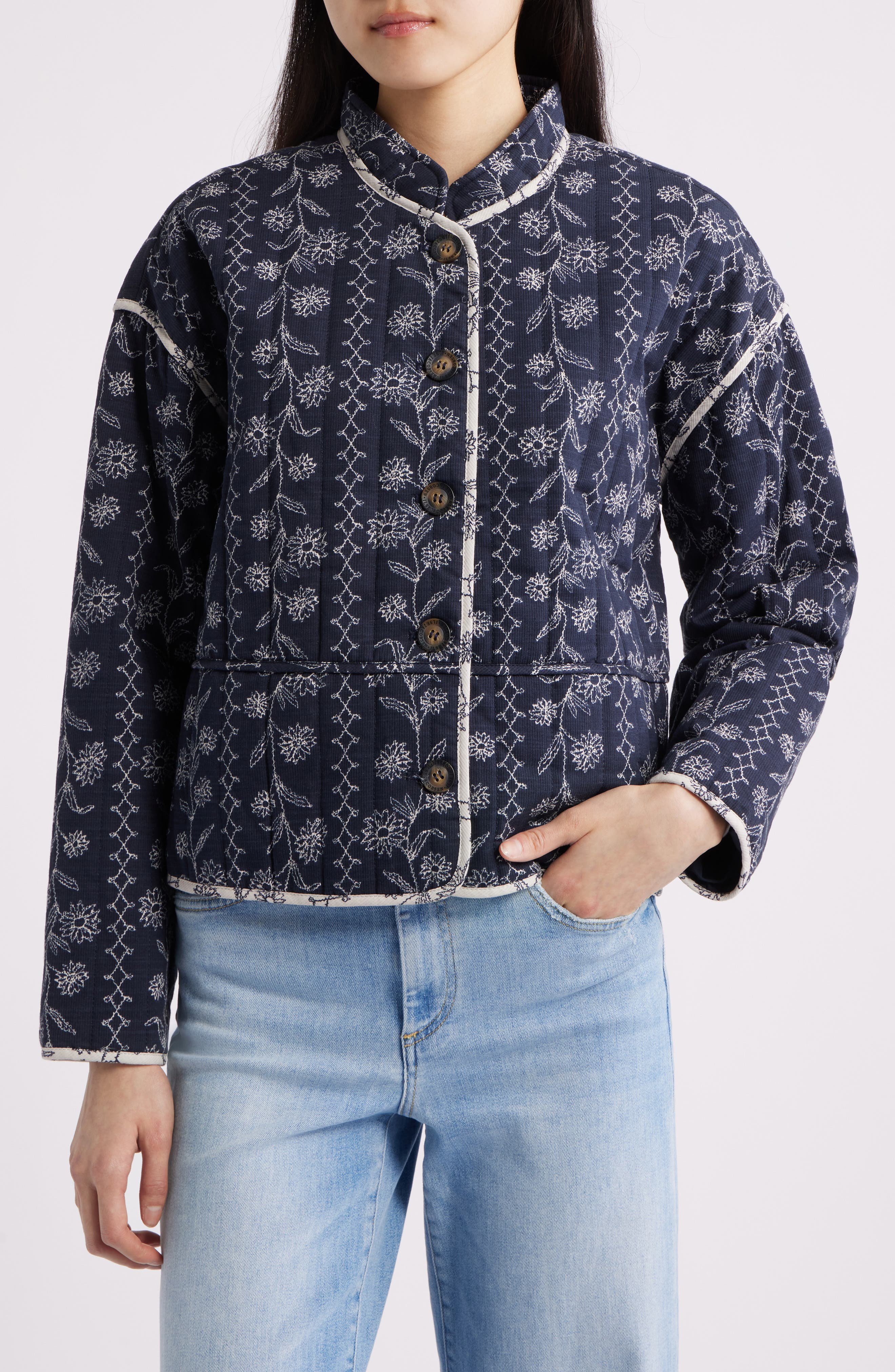 Ilse Jacobsen Ottomaquilt Floral Embroidered Jacket | Nordstrom