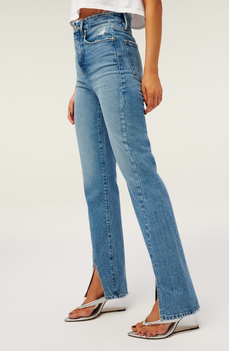 Good American Good Boy Twisted Slit Ankle Jeans | Nordstrom