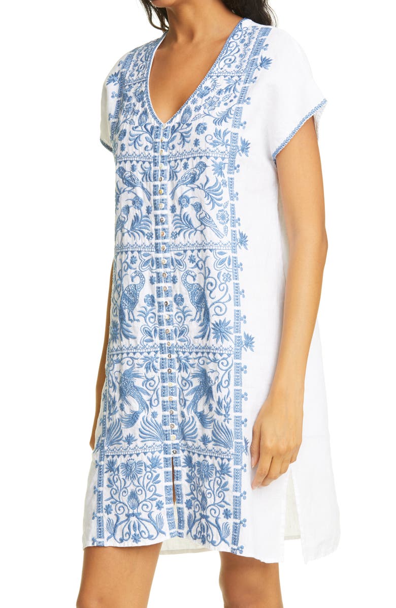 Johnny Was Harriet Embroidered Linen Tunic Dress | Nordstrom