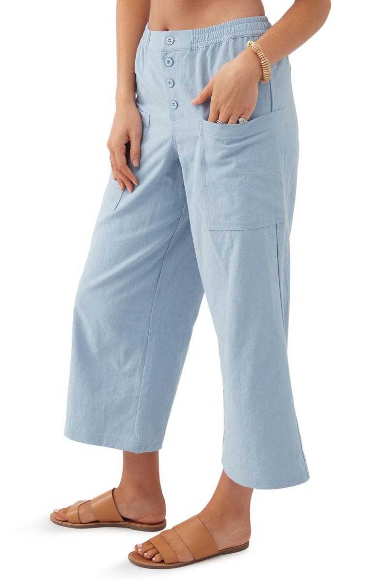 O'Neill Jinnie Crop Wide Leg Linen & Cotton Pants | Nordstromrack