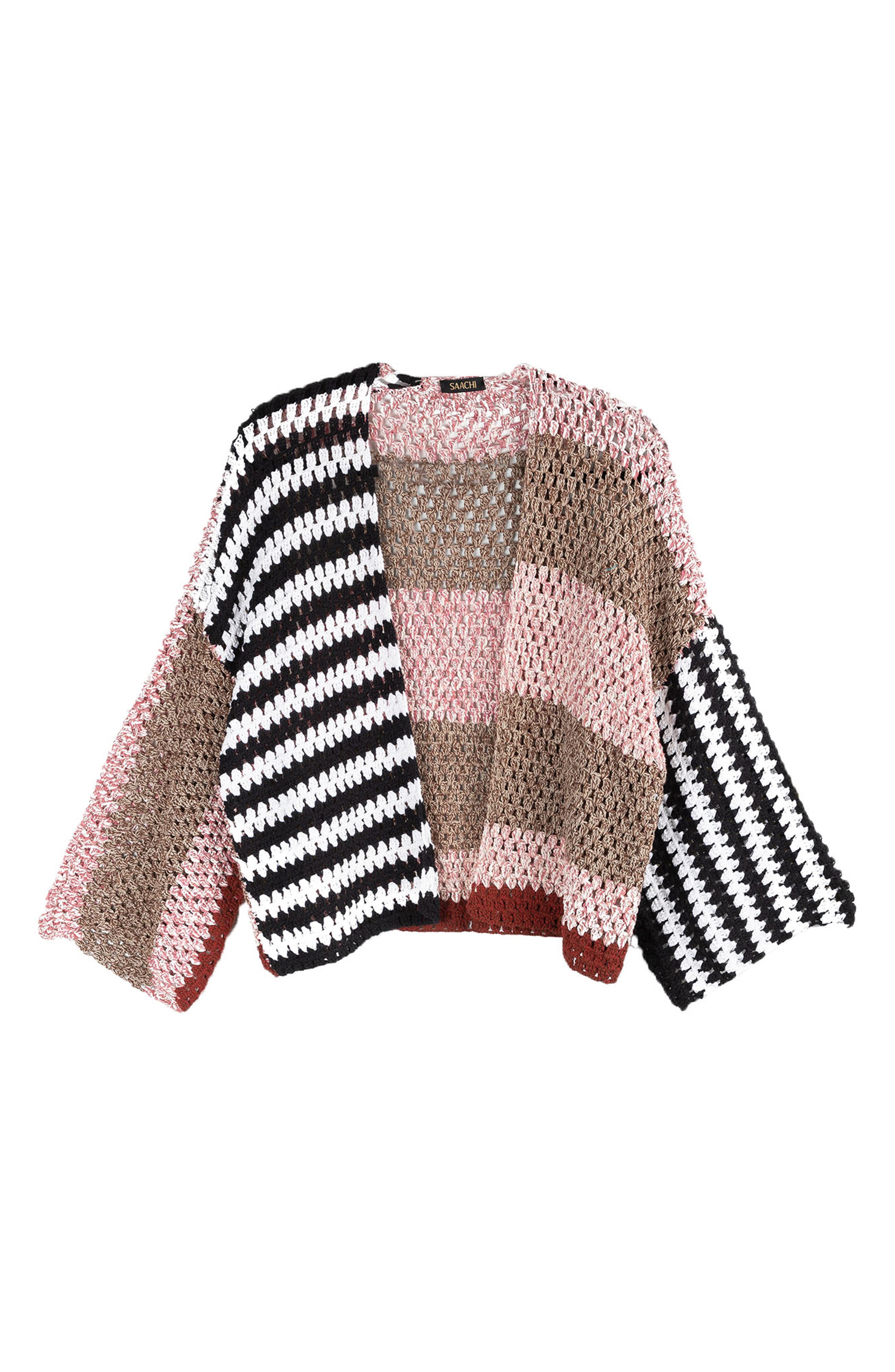 SAACHI Birdie Colorblock Crochet Short Jacket | Nordstromrack