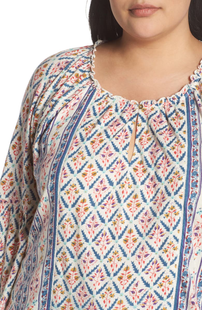 Lucky Brand Shirred Detail Print Blouse | Nordstrom