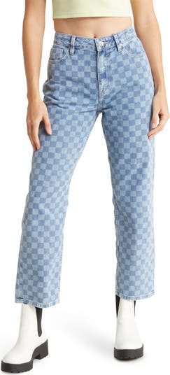 A V DENIM Checker Print High Rise Frankie Jeans | Nordstromrack