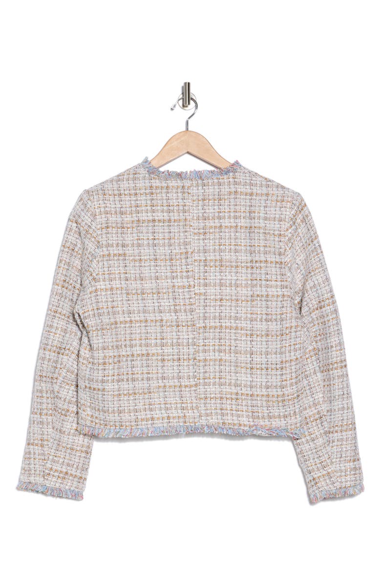 PLM Plaid Frayed Hem Tweed Crop Jacket | Nordstromrack