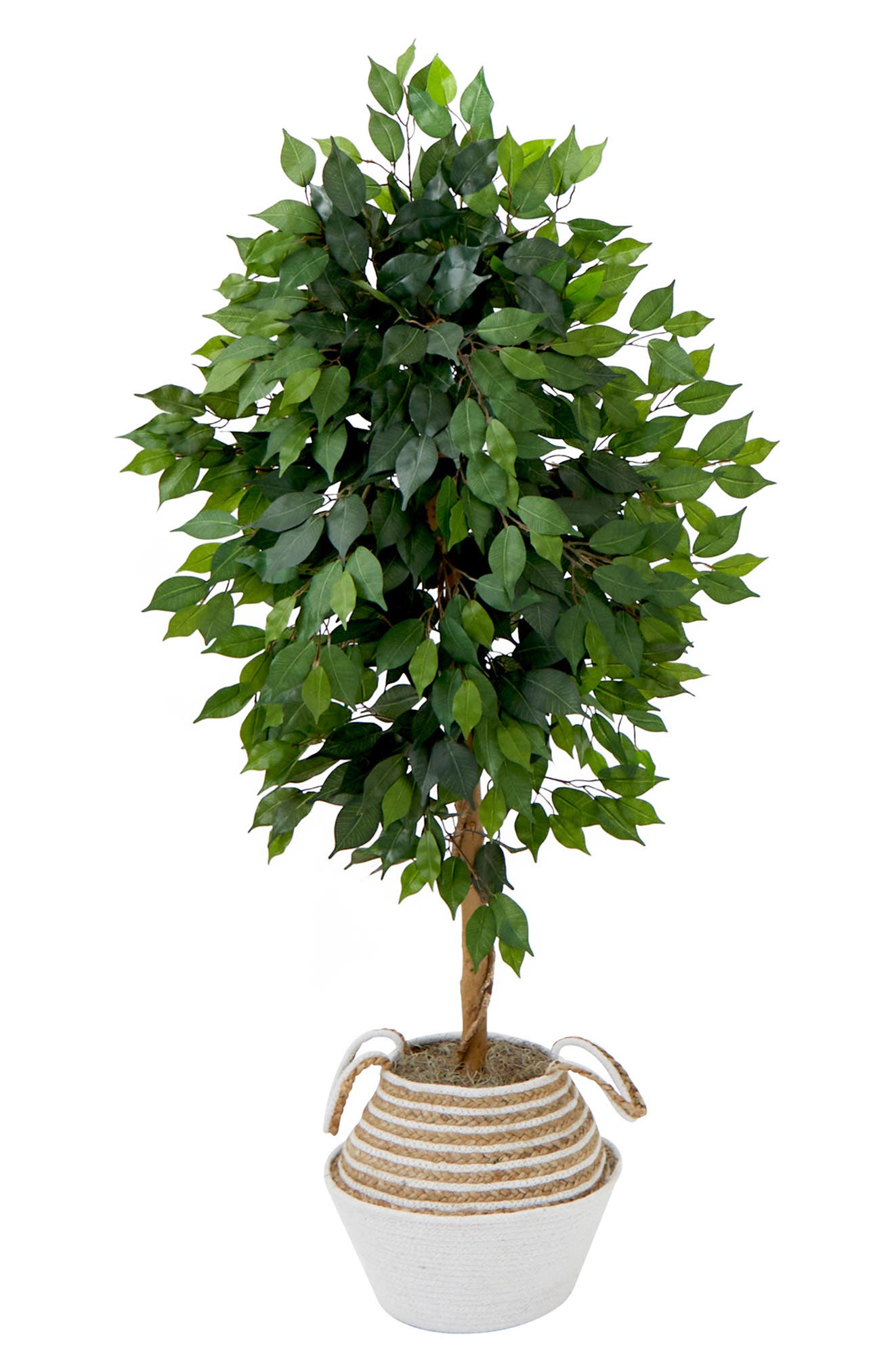 NEARLY NATURAL Set of 2 Ficus Trees DIY Artificial Plant in Woven ...