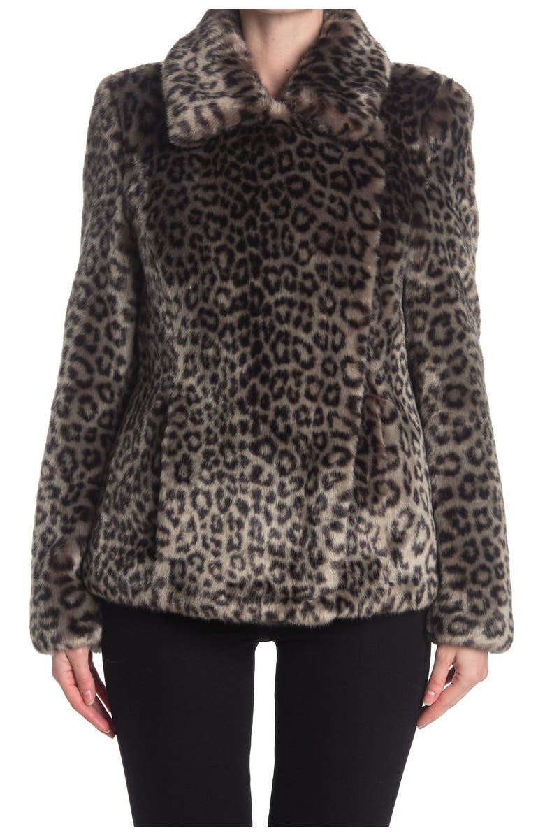 Calvin Klein Leopard Print Faux Fur Asymmetrical Zip Jacket | Nordstromrack