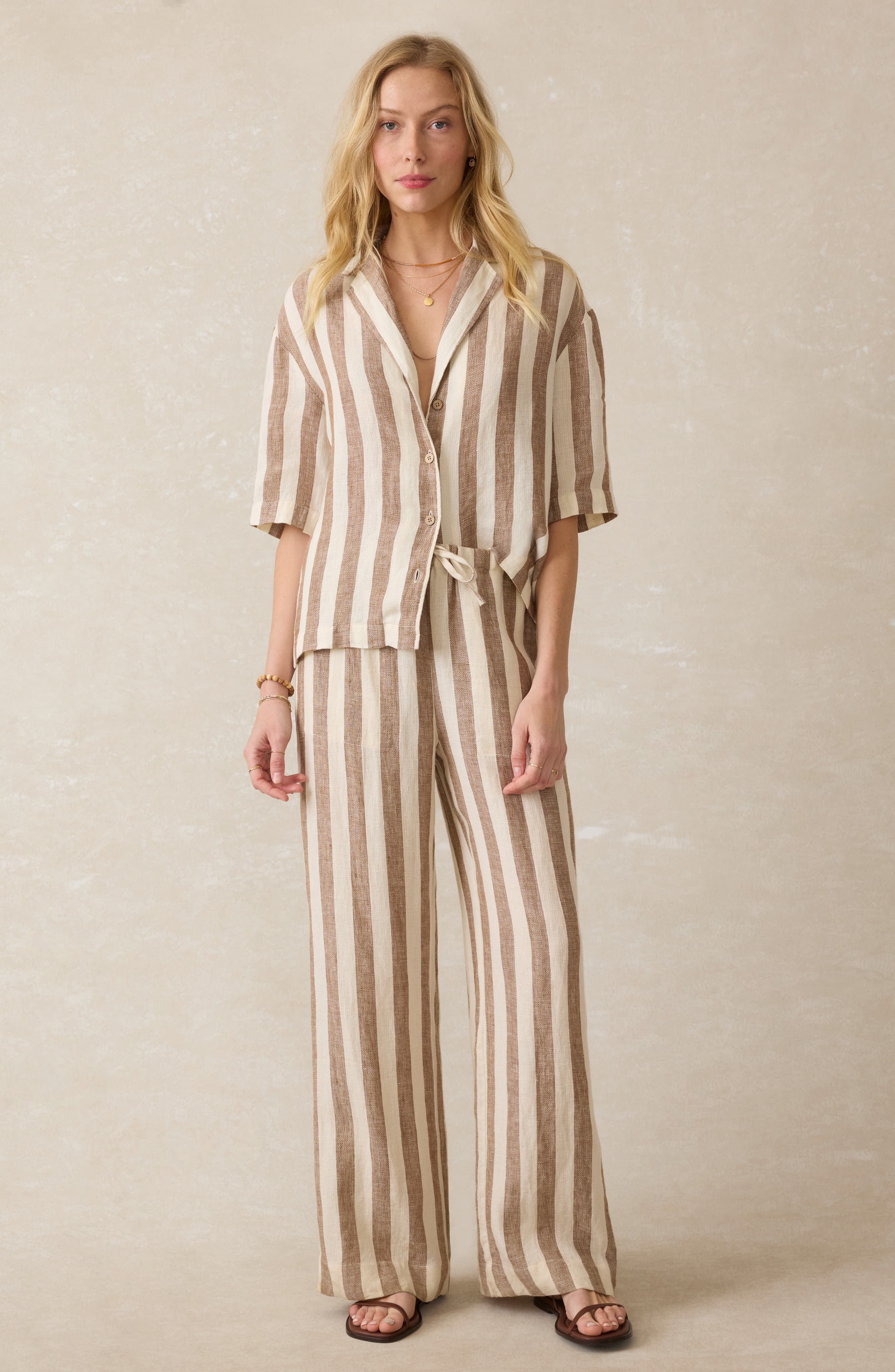 Faherty Palma Linen Stripe Drawstring Pants | Nordstrom