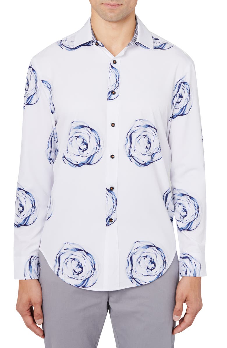 Tallia White Rose Floral Button-Down | Nordstromrack