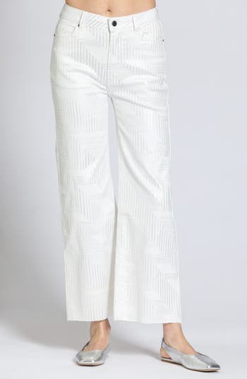APNY SIlver Chevron Raw Hem Wide Leg Jeans | Nordstrom