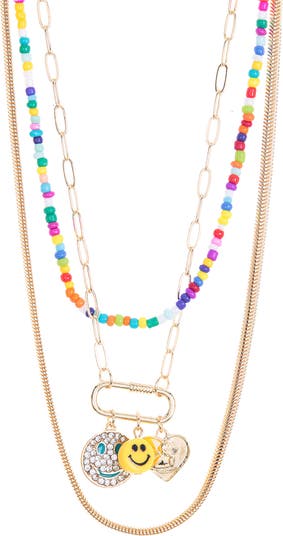 Panacea Smiley Face Charms Layered Necklace | Nordstromrack
