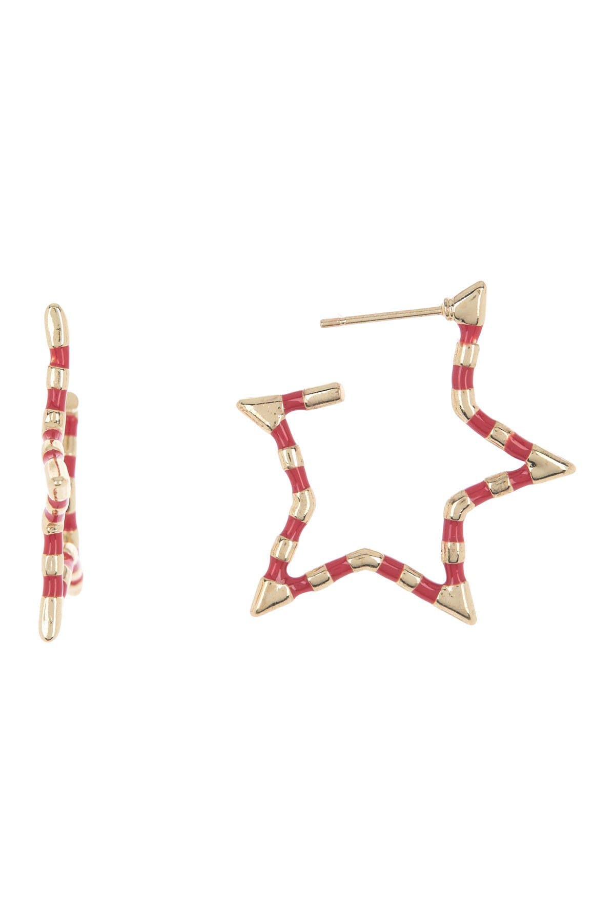 Panacea 14K Gold Plated Red Enamel 1.25" Star Hoop Earrings | Nordstromrack