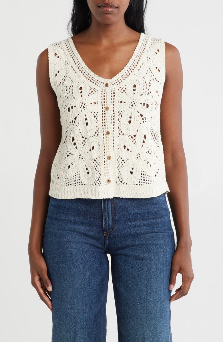 Bobeau Floral Cotton Blend Sweater Vest | Nordstromrack