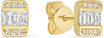 RON HAMI Rectangular Diamond Stud Earrings | Nordstromrack