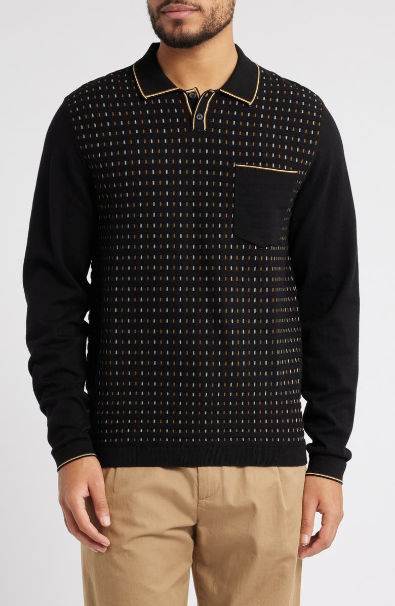 Percival Kihara Organic Cotton Jacquard Polo Sweater | Nordstromrack