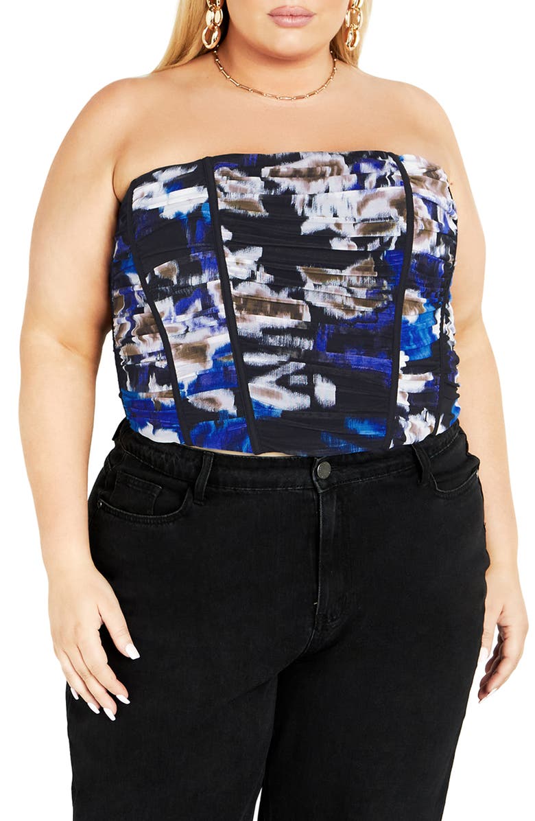 City Chic Floral Print Strapless Crop Top | Nordstromrack