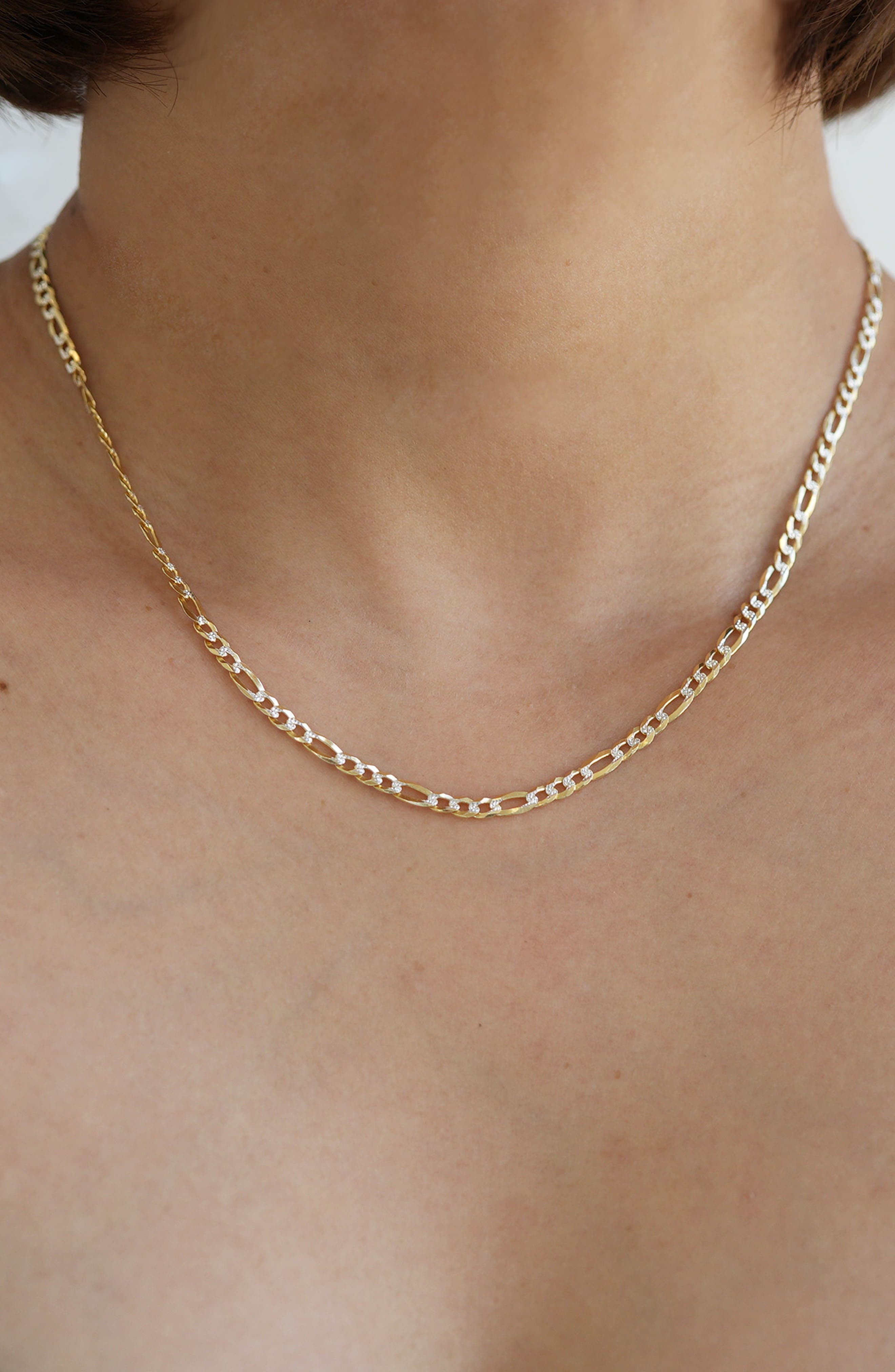 Argento Vivo Sterling Silver Two-Tone Figaro Chain Necklace | Nordstrom