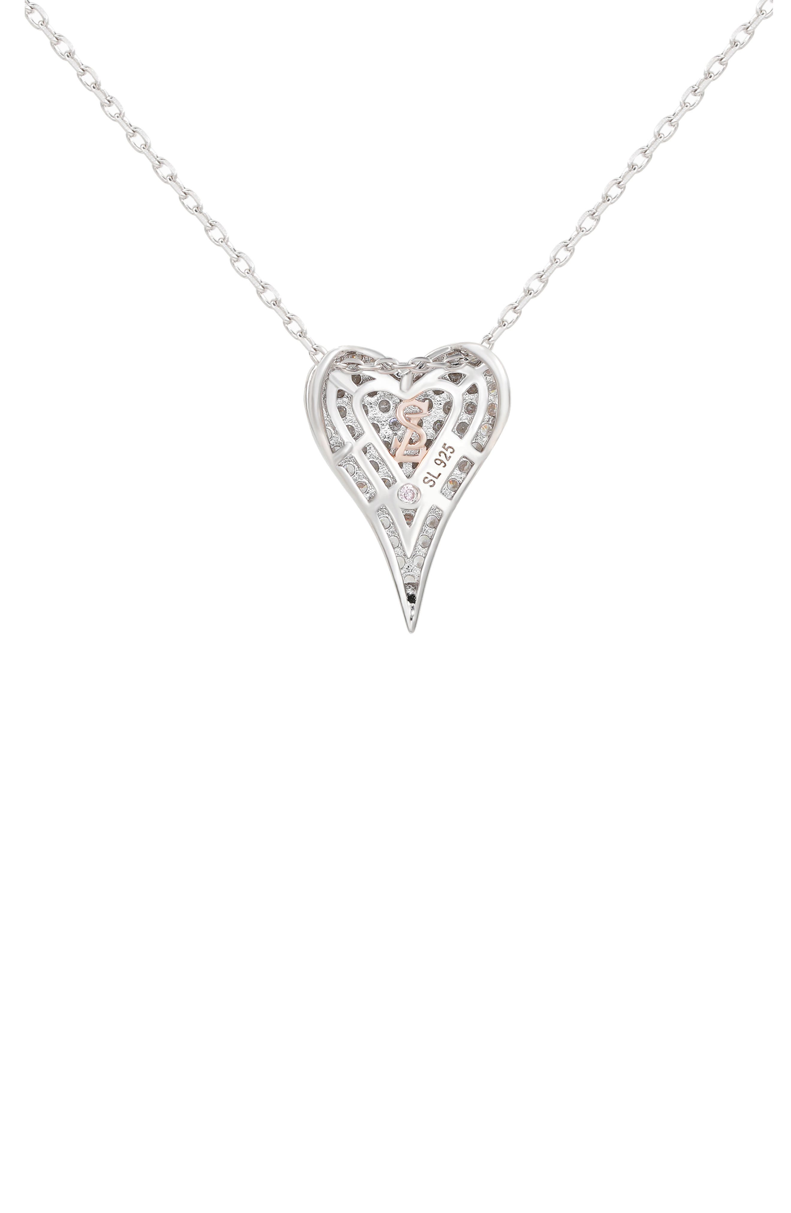 SUZY LEVIAN Sterling Silver White Cubic Zirconia Elongated Heart ...
