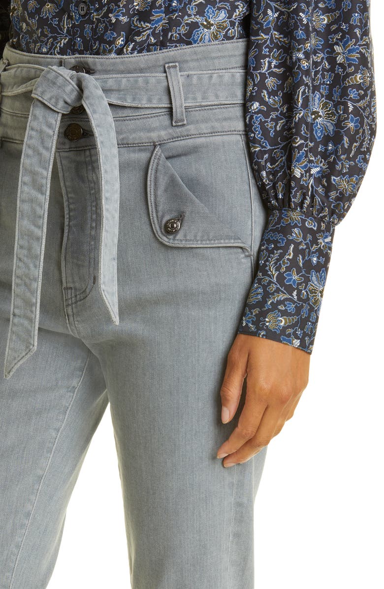 Veronica Beard Giselle Belted High Waist Slim Flare Jeans | Nordstromrack