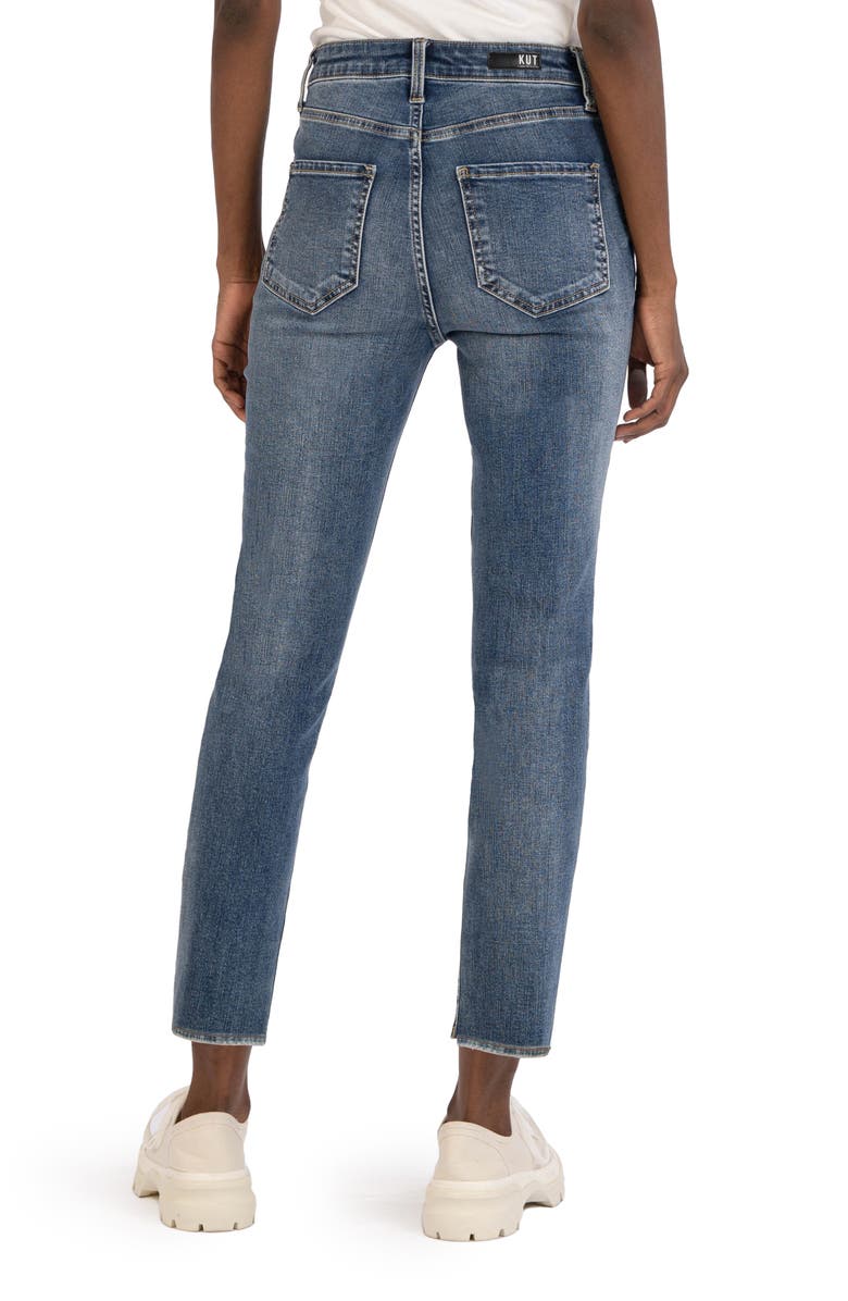 KUT from the Kloth Rosa Raw Step Hem High Waist Ankle Straight Leg ...