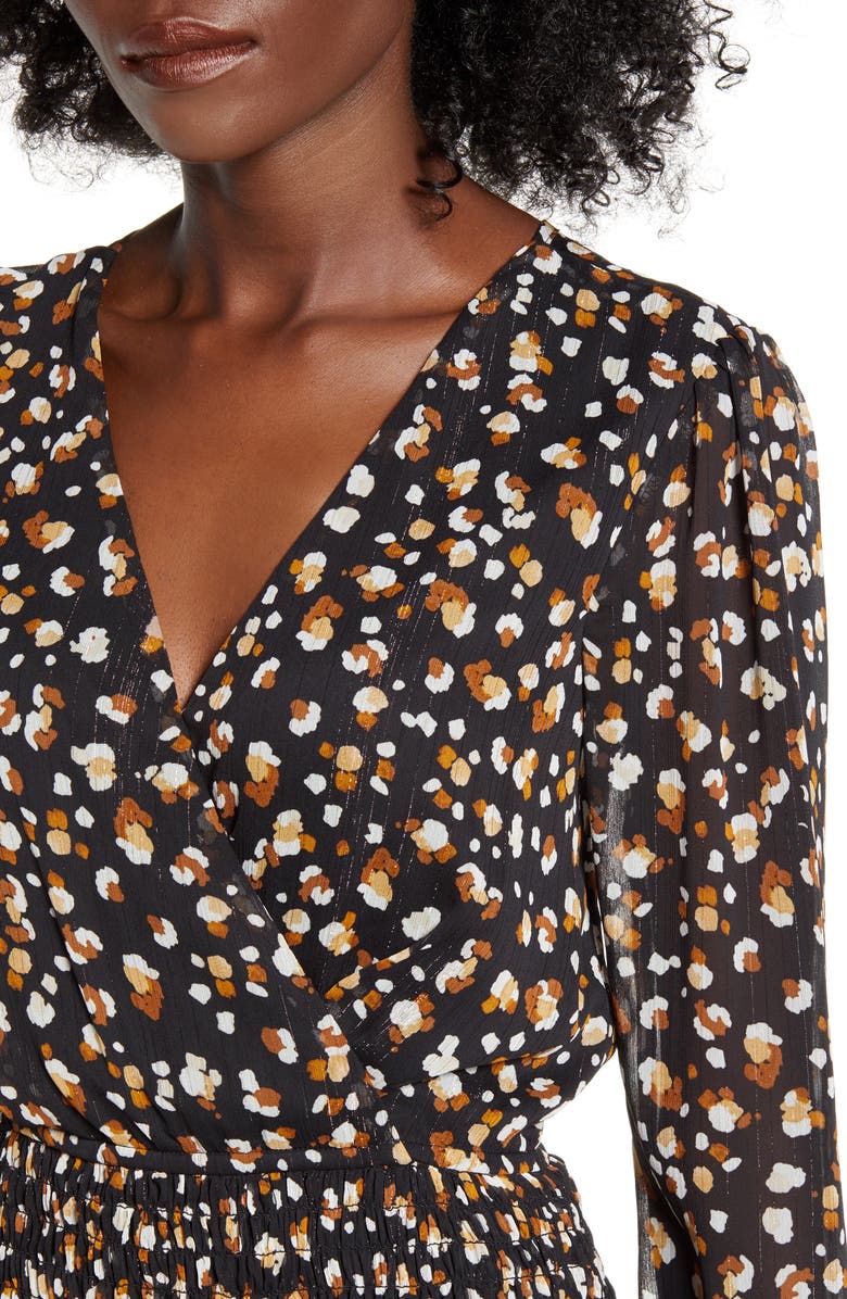Row A Smocked Long Sleeve Chiffon Mini Dress | Nordstromrack