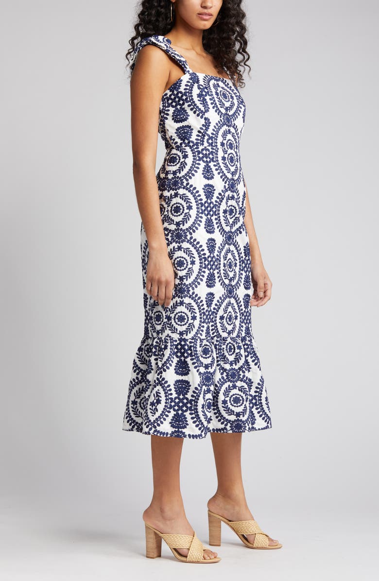 Adelyn Rae Layla Embroidered Cotton Midi Dress | Nordstromrack