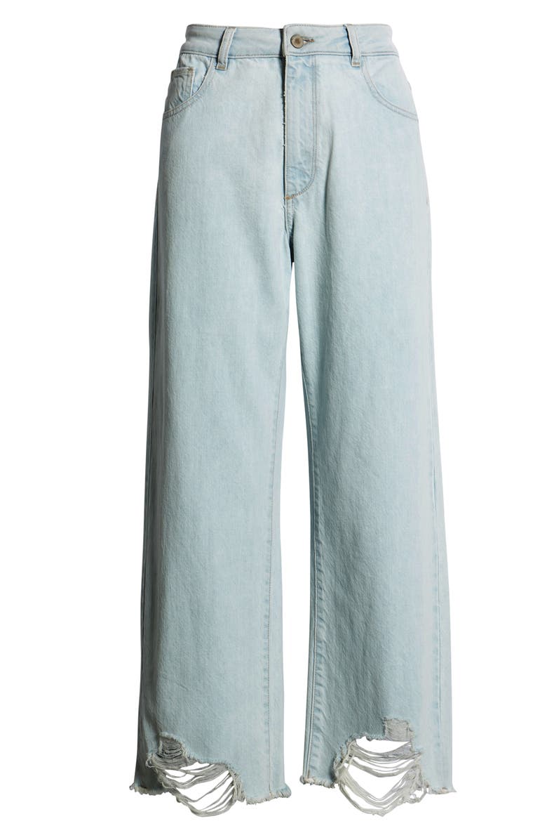DL1961 Hepburn High Rise Destroyed Hem Wide Leg Jeans | Nordstrom