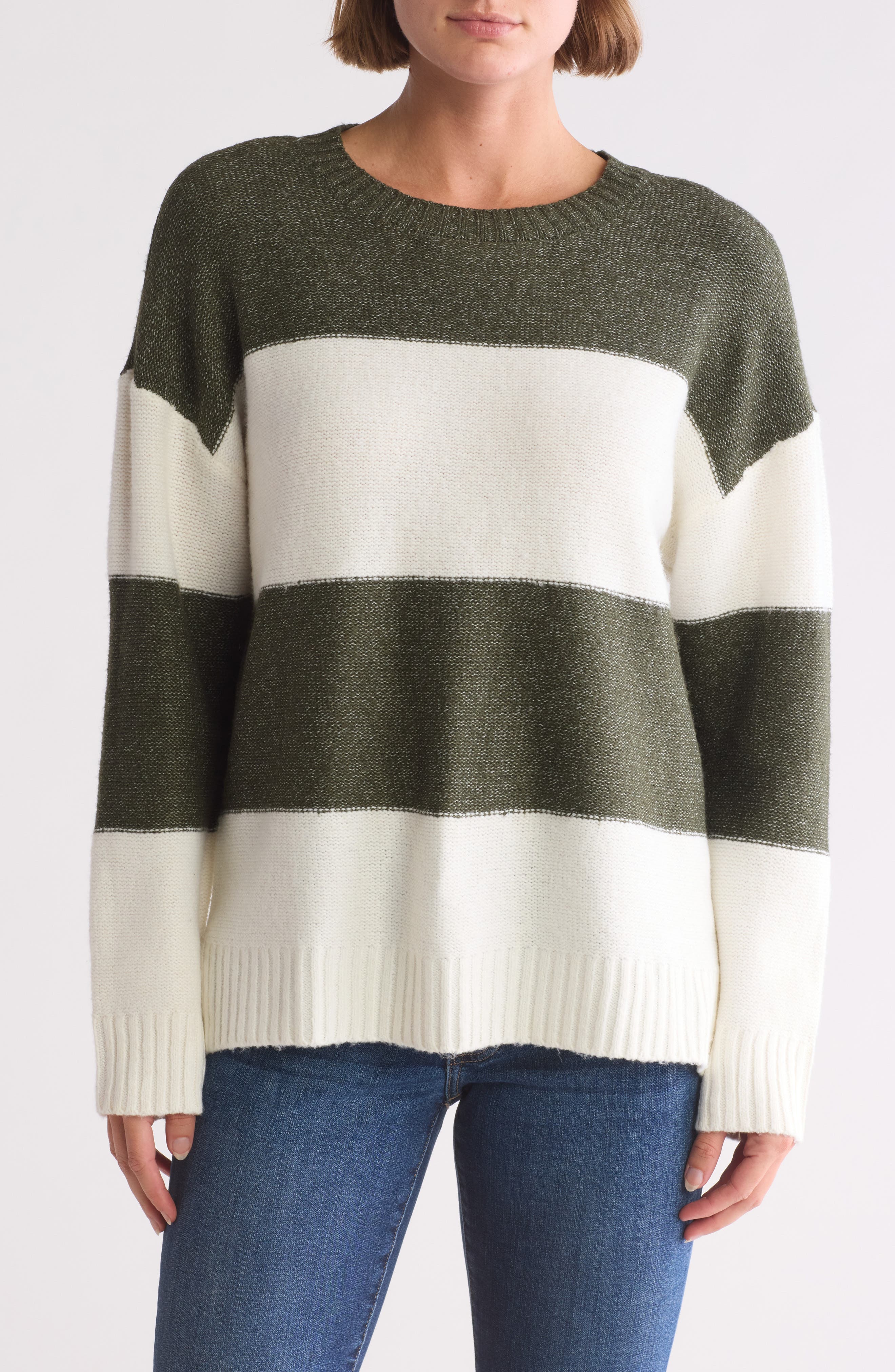 RACHEL Rachel Roy Stripe Crewneck Sweater | Nordstromrack