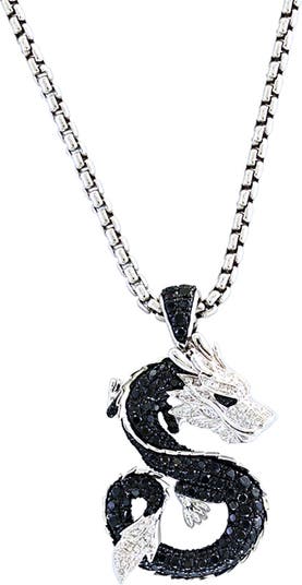 EFFY Black Spinel & Diamond Dragon Pendant Necklace - 0.3ct ...