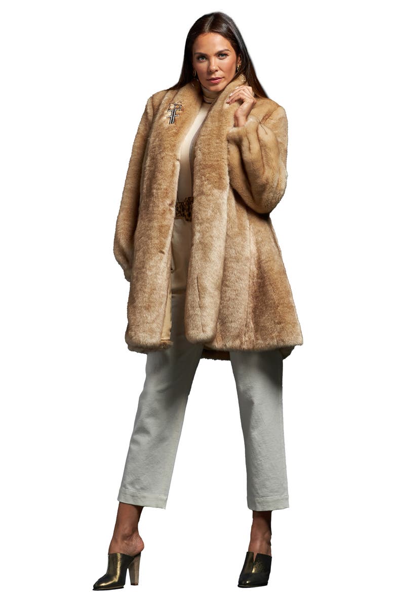 DONNA SALYERS FABULOUS FURS Luxe Champagne Wishes Faux Fur Coat ...