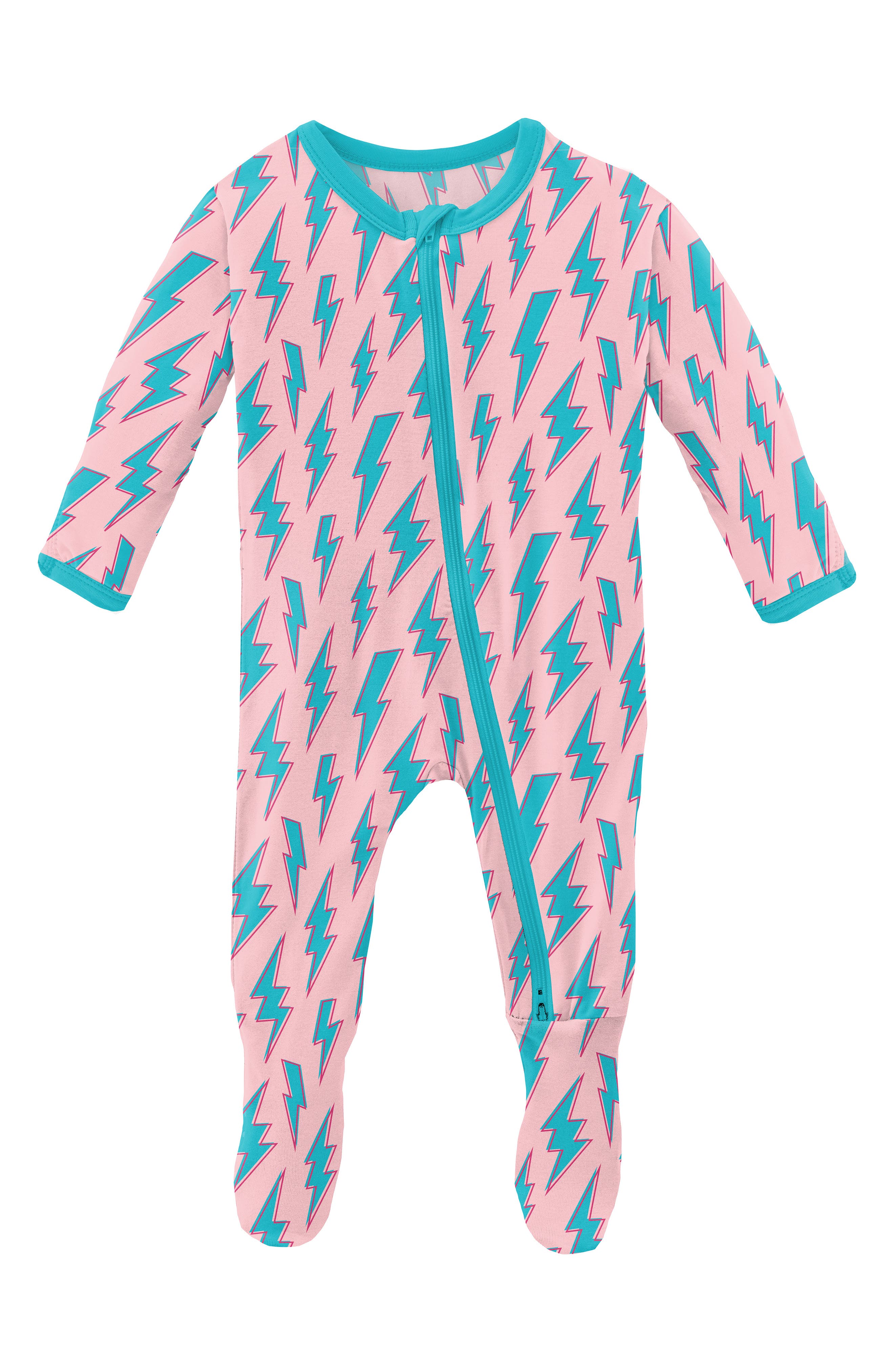 KicKee Pants Lighting Bolt Print Zip Footie | Nordstromrack