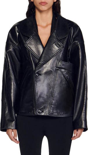 SANDRO Clem Leather Jacket | Nordstrom