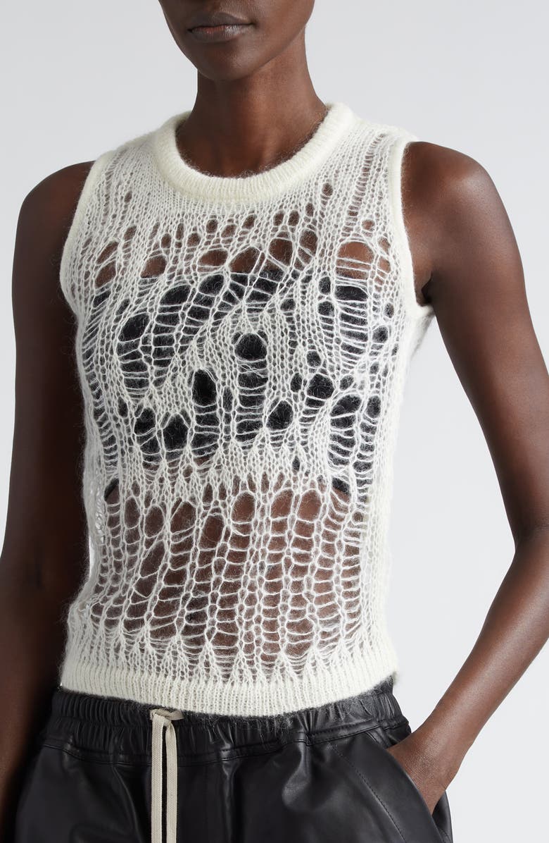 Rick Owens Spider Distressed Open Stitch Sweater Tank | Nordstromrack