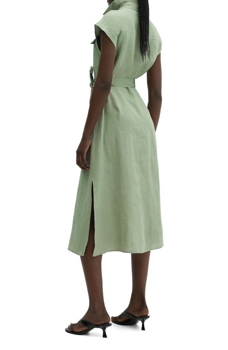 MANGO Quito Tie Waist Linen Shirtdress | Nordstromrack