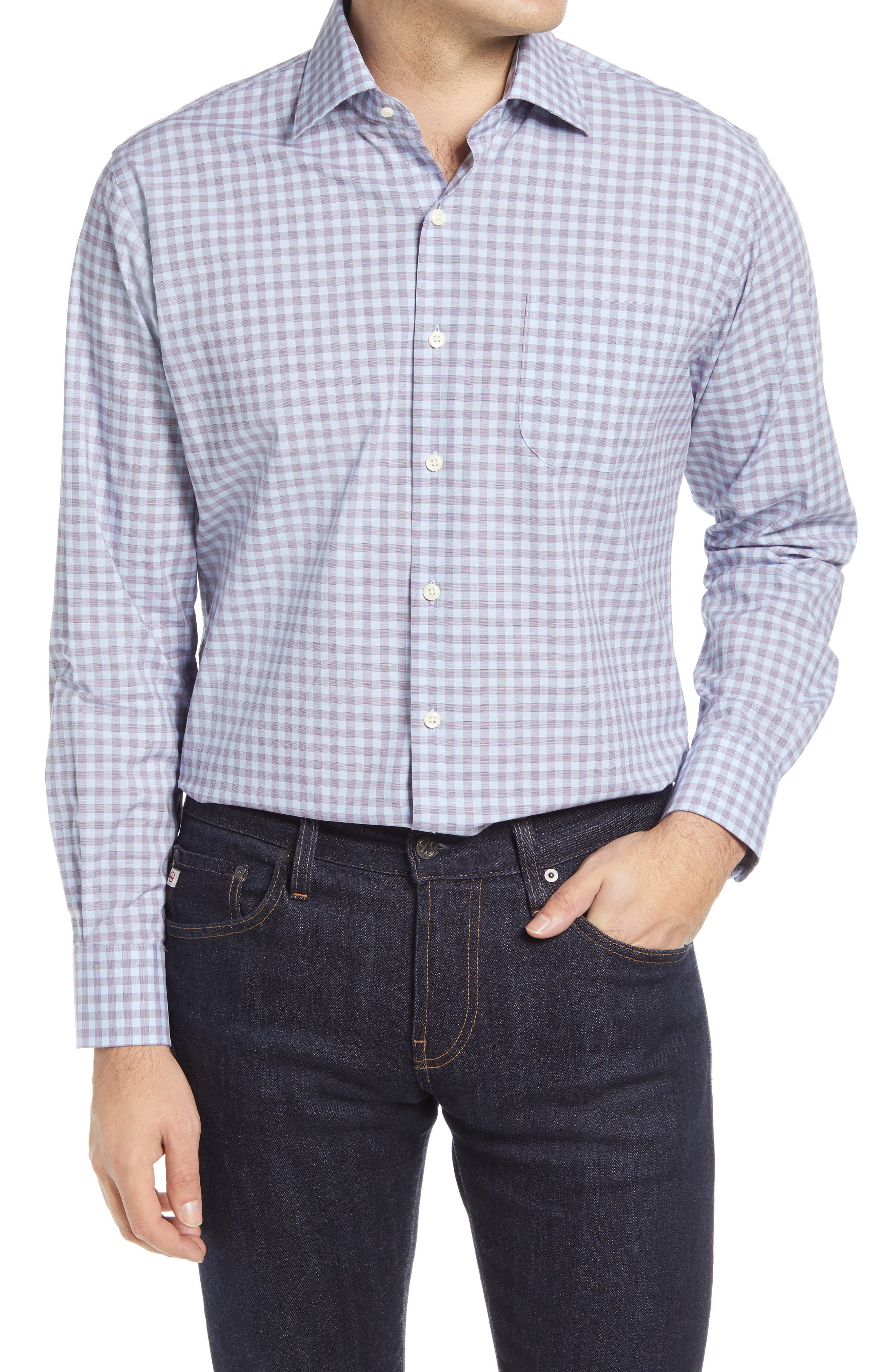 Stretch Poplin Check Button-Up Shirt (Men) | Nordstromrack